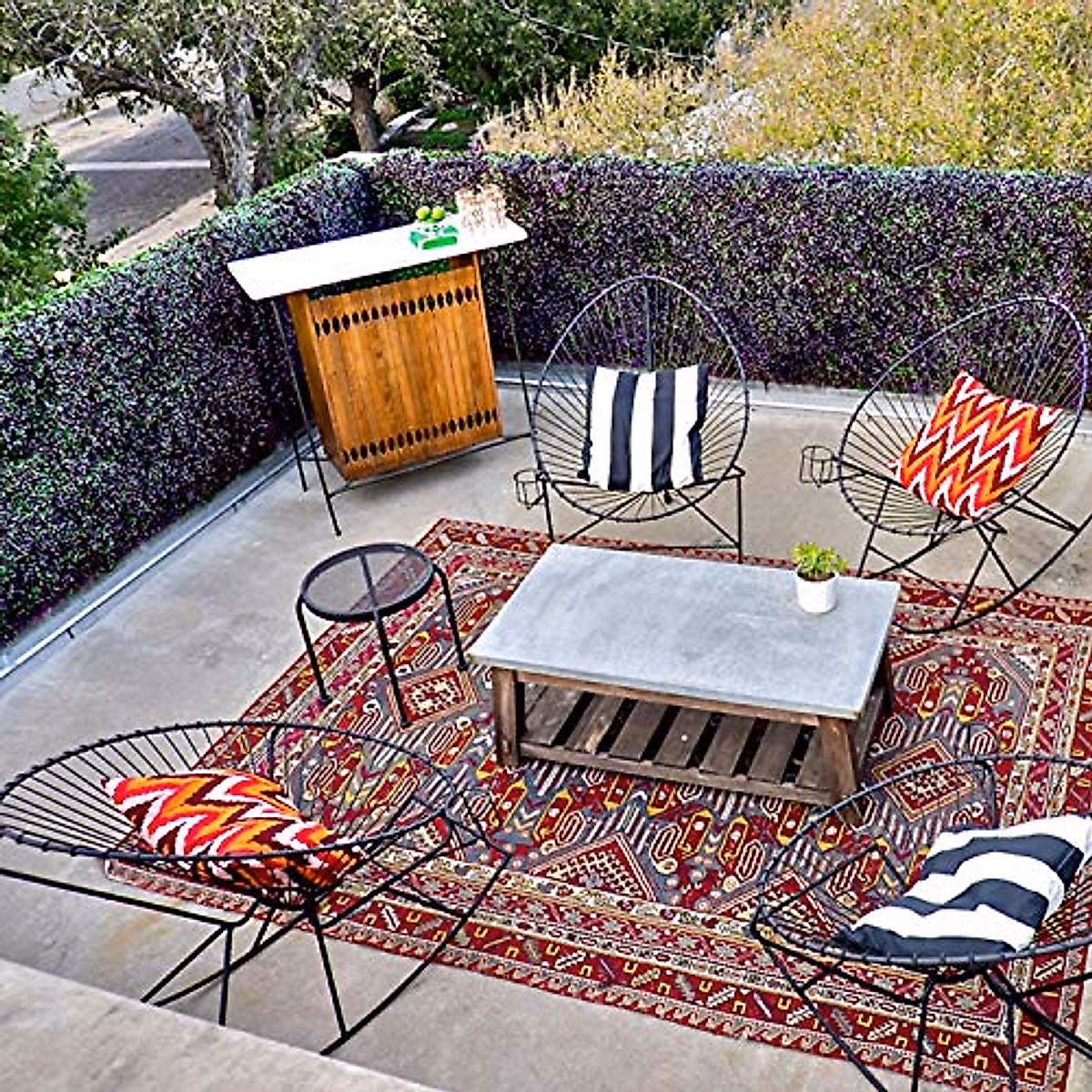 Windscreen4less 20" x 20" Artificial Purple Lavender Outward Fence Panel 10 Pcs