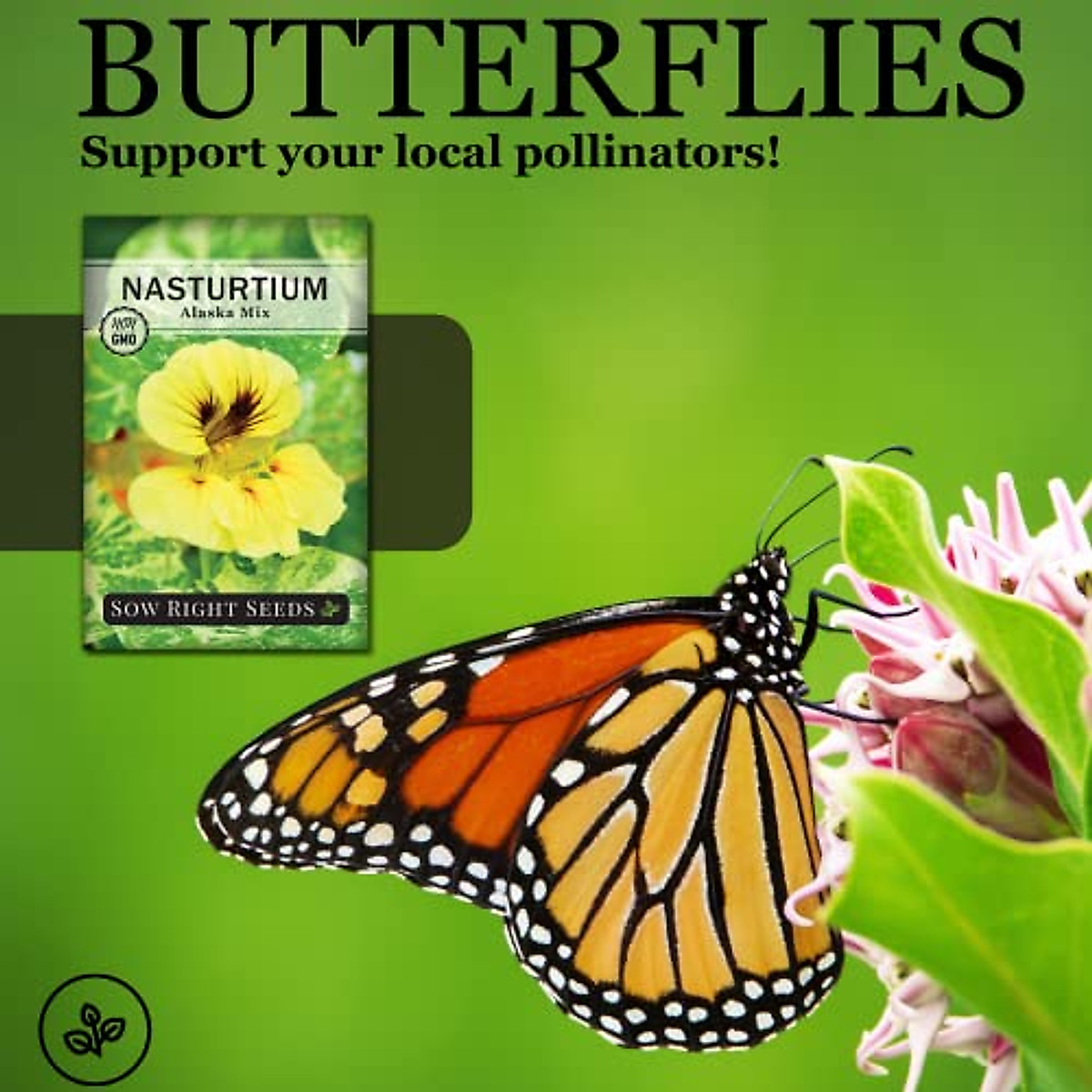 Sow Right Seeds - Alaska Nasturtium Seeds to Plant - Full Instructions for Planting and Growing a Beautiful Flower Garden; Non-GMO Heirloom Seeds; Wonderful Gardening Gift (1)