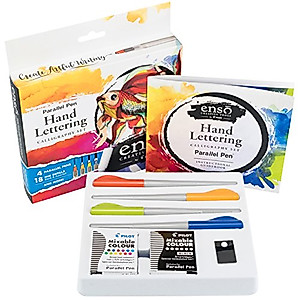 PILOT Enso Parallel Pen Hand Lettering Calligraphy Set - Amazon Exclusive Kit!; 4 Nib sizes (1.5mm, 2.4mm, 3.8mm, 6.0mm) Calligraphy, Hand Lettering or Whatever Your Muse Inspires (10678)
