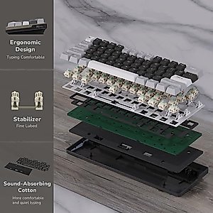 RK ROYAL KLUDGE RK61 Plus Wireless Gaming Keyboard, 60% Percent Mechanical Keyboard with Bluetooth/2.4Ghz/USB Modes, Hot Swappable RGB Keyboard for PC Gamers, Silent Linear Viridian Switches