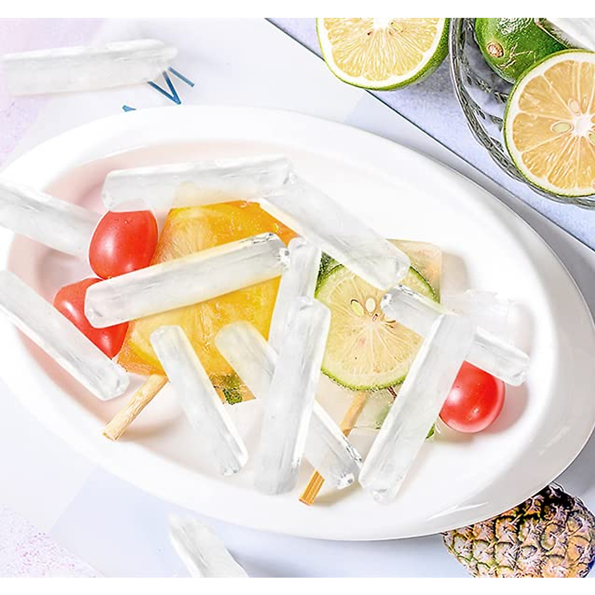 Ozera 4 Pack Ice Cube Trays, Narrow Water Bottle Ice Cube Tray Stick, Silicone Ice Trays for Freezer with Easy Push and Pop Out Material, Ideal for Sports and Water Bottles