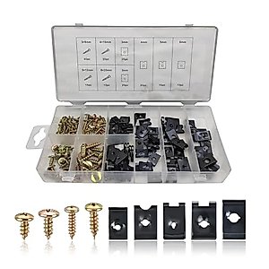 gunhunt 170 PCS Car Screw Assortment Kit, Metal U Clips Kit, Universal Car Replacement Parts for Dash, Panel, Interior Engine Screw Bolt (Multicolored)