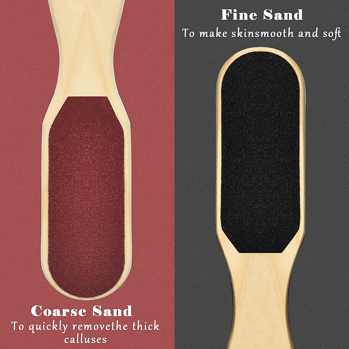 YAWALL Foot File Wooden Pedicure Feet Scrubber with Handle for Callus, Dry, and Dead Skin Removal Heel Scraper for Feet, Hands, and Body Exfoliation Perfect Foot Filer for Use in Shower