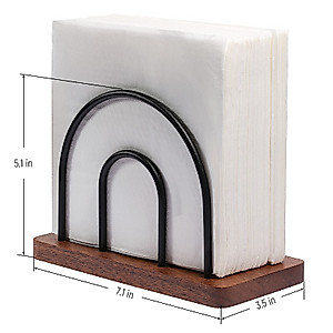 MBL Wooden Napkin Holder with Matte Black Metal Wire, for Kitchen Dining Restaurant Table Classic Home Décor, Indoor & Outdoor Use, Brown Base