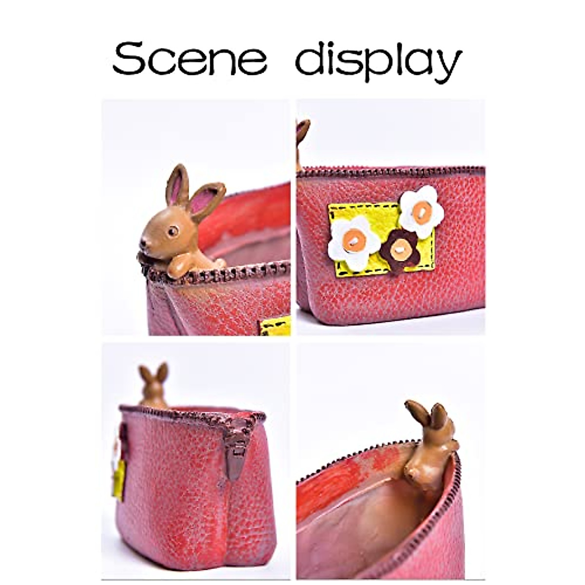 Novelty and Cute Little Things Umbrella Coin Bag Flower Pot Garden Flower Pot Resin Succulent Potted Bonsai Plant Stand Home Desk Mini Ornaments Without PlantsFlower Series Coin Bag Flower Pot