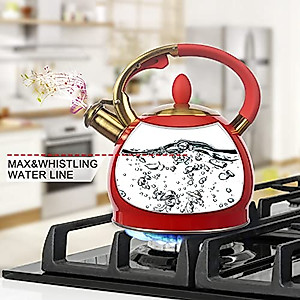 3Quart Whistling Tea Kettle Classic Teapot Stainless Steel Teakettle with Cool Grip for Stovetop
