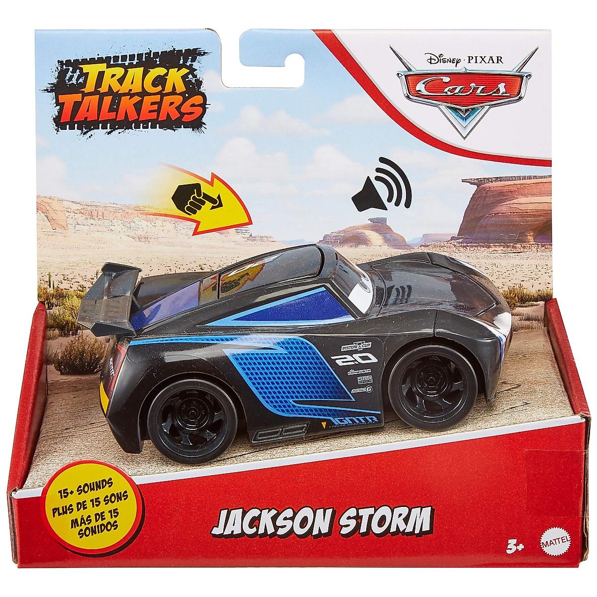Disney Cars Toys Track Talkers Jackson Storm, 6-in, Authentic Favorite Movie Character Sound Effects Vehicle, Fun Gift for Kids Aged 3 Years and Older