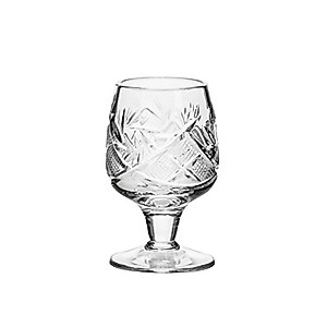 World Gifts Elegant and Modern Russian Cut Crystal Drinking Glass for Home, Parties, and Events - 1oz, Sherry Shot Glass, 35ml, Set of 6