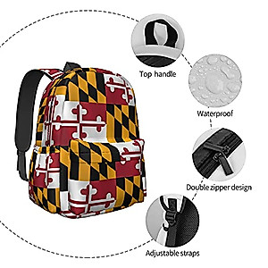 Delerain 17 Inch Backpack Maryland US State Flag Laptop Backpack School Bookbag Shoulder Bag Casual Daypack for School/Camping/Hiking/Picnic/Beach/Travel