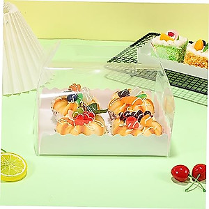 ULTECHNOVO 10pcs Box Mini Dessert Containers Clear Cake Box Plastic Dessert Containers Cupcake Carrier Cupcake Boxes Mini Cake Boxes for Cake Portions Bakery Box Dessert Storage Box Paper Cup