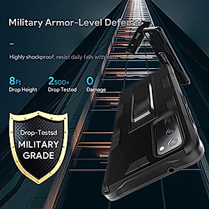 HATOSHI Samsung Galaxy S20 FE 5G Case with 2 Pack Glass Screen Protector+ 2 Pack Camera Lens Protector, [Military Shockproof] Magnetic Ring Kickstand Protective Phone Cover for Samsung S20 FE, Black