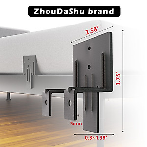 ZhouDaShu 6 Pcs Anti Slip Mattress Gripper, Non-Slip Mattress Gaskets or Metal Bed Frame, Mattress Slide Stoppers, Mattress Slipping Preventer, Bed Frame Holder to Keep Mattress from Sliding -Black