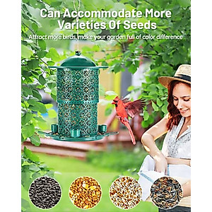 Bird Feeders for Outdoors Hanging,7lb/15 Cups Large Capacity Bird Feeder W/ 3Water Cups and 360° Circular Perch,Wild Bird Feeder as Gift for Bird Lovers Garden Patio Cardinals,Blue Jay Chicken Feeder