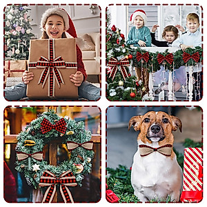 Jutom 3 Rolls Christmas Buffalo Plaid Ribbon Burlap Wired Edge Plaid Ribbons Christmas Wrapping Ribbon for Christmas Crafts DIY Bows Xmas Home Party Wrapping 2.53 Inch x 6 Yards(Red and Black)