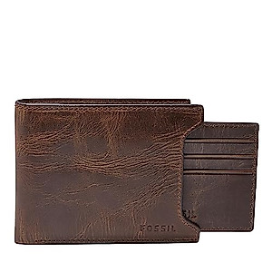 Fossil Men's Derrick Leather Bifold Sliding 2-in-1 with Removable Card Case Wallet, Dark Brown, (Model: ML3685201)