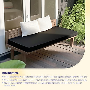 Sutteles Double Piping Bench Cushion,Resistant Bench Cushions for Outdoor Furniture,with Non-Slip Ties and Removable Cover,for Patio/Piano Bench Cushion (42x16x3, Black)