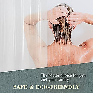 ABLUEN No Hook PEVA Shower Curtain or Liner - 8G Heavy Duty Clear Bathroom Shower Curtain No Hooks Required, Waterproof Plastic & PVC Free, Standard Size 71 x 74, Clear