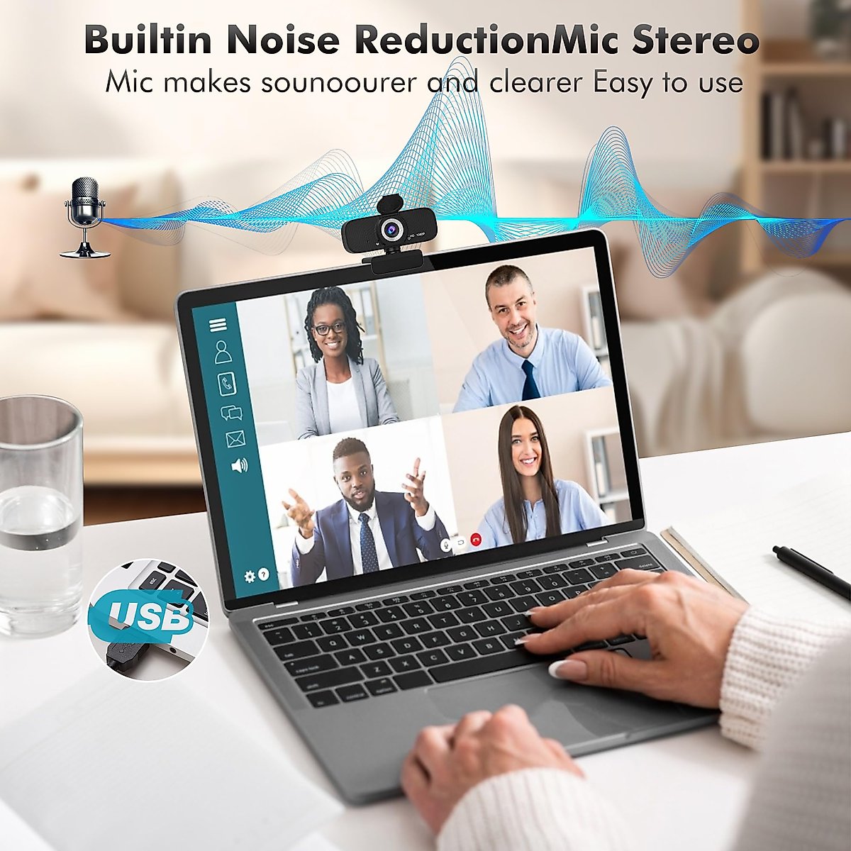 Full 1080p HD Camera wide angle camera, microphone and tripod stent USB PC network camera, with privacy shutter, for video calls, recording,meeting,streaming media,games, games,high -defined cameras