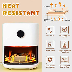 Air Fryer Disposable Paper Liner, 9 Inch Square Parchment Paper Liner 100PCS, Non-Stick Oil-proof Parchment Paper and Baking Paper for Baking