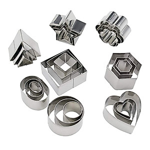24-Piece Stainless Steel Mini Geometric Shaped Cookie Biscuit Cutter Set Square Heart Triangle Round Flower Star Baking Metal Molds to Cut Out Pastries,Dough,Pie Crust,Fruit,Fondant & Clay(Hexagon)