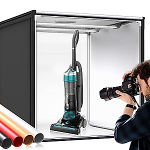 Photo Box, SAMTIAN Photo Light Box 32x32x32 Inches 126 LED Light Photo Studio Shooting Tent Tabletop Photography Lighting Kit with 4 Background Paper (Black,White, Red and Orange) for Photography