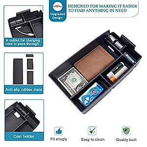 TOPINSTALL Center Console Organizer Compatible with Ford Escape 2020-2023/ Bronco Sport 2021-2023 Accessories, Armrest Box Long Compartment Storage Tray Coin Container-Black