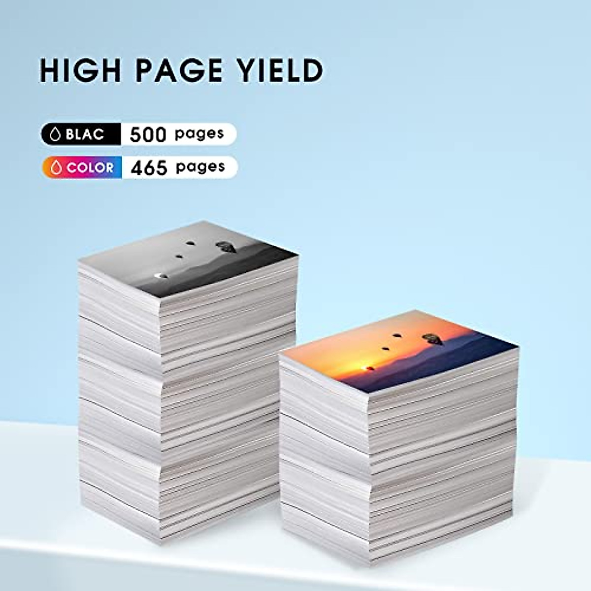 62XL Ink Cartridge Replacement for HP 62XL 62 XL for Envy 5540 5640 5660 7644 7645 OfficeJet 5740 8040 OfficeJet 200 250 Series Printer 2-Pack(1Black&1Tri-Color)