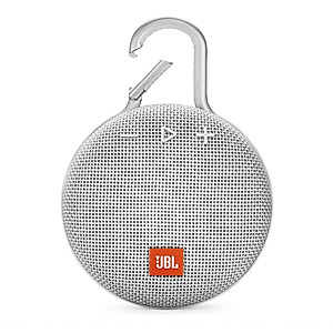 JBL Clip 3, Steel White - Waterproof, Durable & Portable Bluetooth Speaker - Up to 10 Hours of Play - Includes Noise-Cancelling Speakerphone & Wireless Streaming