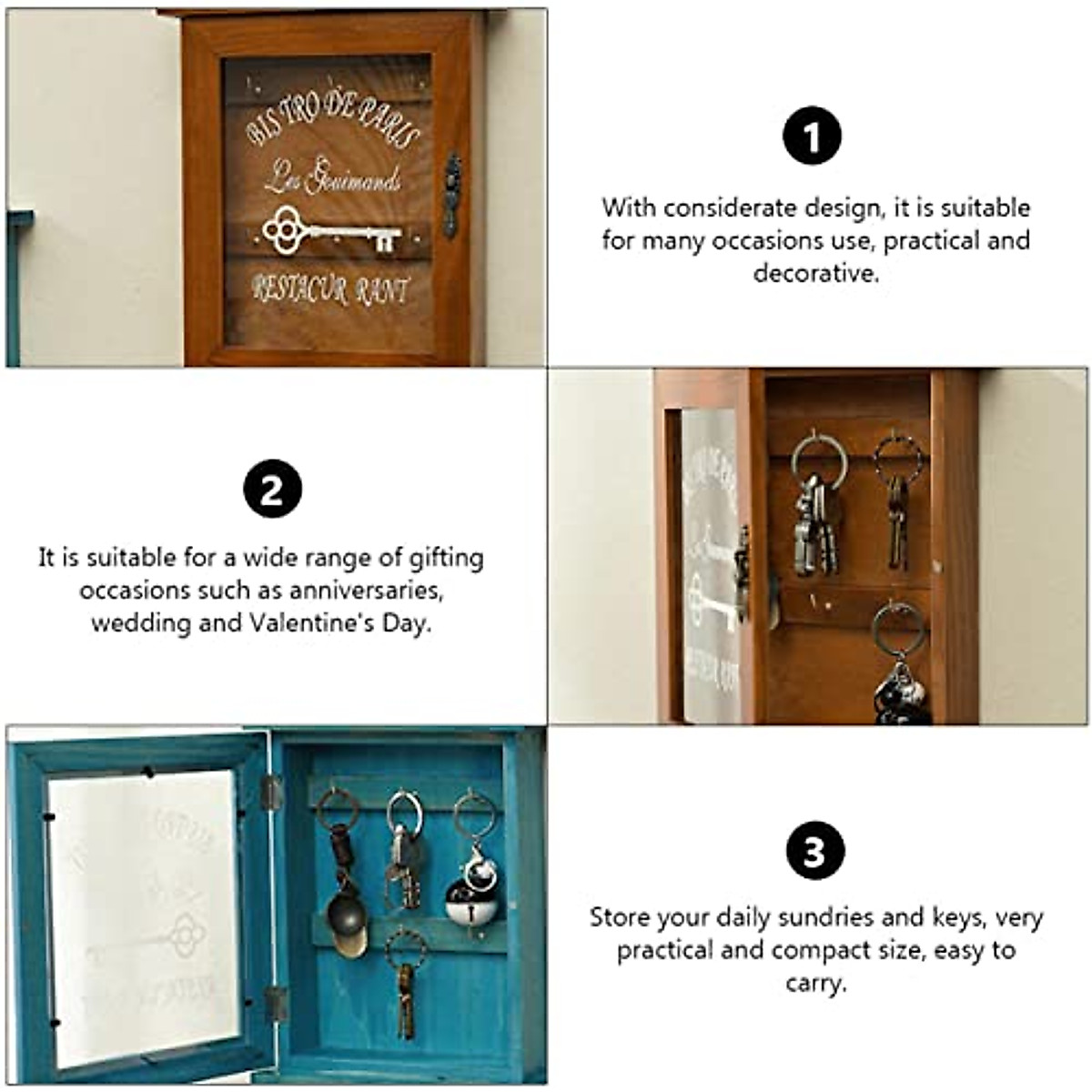 Veemoon Wooden Key Box Farmhouse Key Holder Decorative Key Box Wooden Wall Key case Wall Mount Entryway