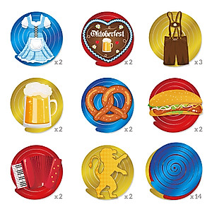 The Munich Oktoberfest Swirl Decorations,German Oktoberfest Party Hanging Whirl Streamers,Wiesenbier Party Supplies,Sausage,Beer,Gold Dress,Leather Pants Hanging Decorations for Party Together