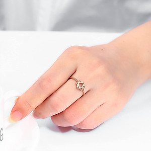 ELBLUVF Stainless-steel14k Rose Gold Plated Star of David Jewish Star Little Finger Ring (7)