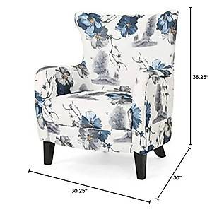 Christopher Knight Home Oliver Fabric Club Chair, Print, Dark Brown 30D x 30.25W x 36.25H in