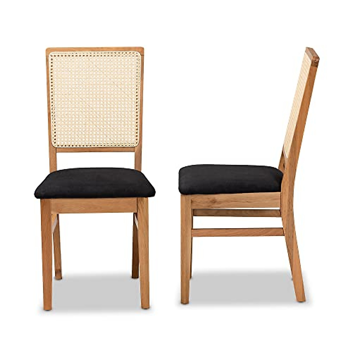 Baxton Studio Idris Dining Chairs, Black/Oak Brown