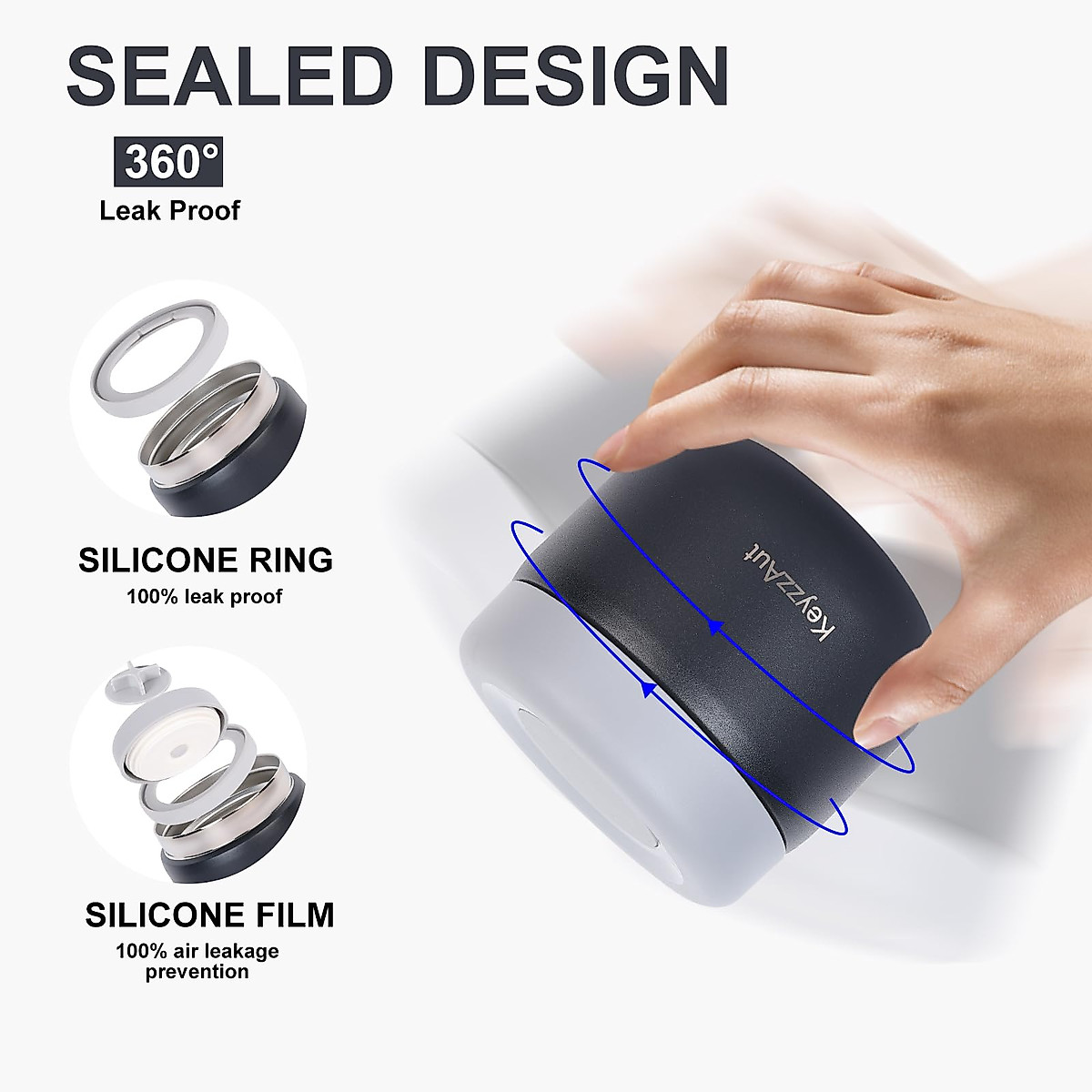 KeyzzAut 9oz Soup Thermos for Hot Food Wide Mouth Vacuum Insulated Food Jar 304 Stainless Steel Lunch Storage Dishwasher Safety Food Soup Container for School, Office, Outdoor (Black)