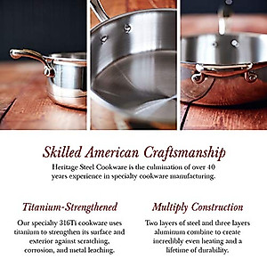 Heritage Steel 8 Quart Rondeau with Lid - Made in USA - Titanium Strengthened 316Ti Stainless Steel with 5-Ply Construction - Induction-Ready and Fully Clad