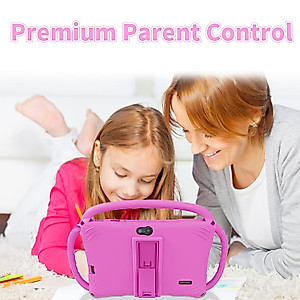TUOHAITIME Android Tablet, 7 inch Android11 Tablet 6GB(2+4) RAM 32GB ROM with Bluetooth, WiFi, GMS, Parental Control, Dual Camera, Shockproof Case, Educational (Pink)