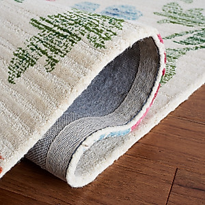 SAFAVIEH Jardin Collection Area Rug - 8' x 10', Ivory & Red, Handmade French Country Floral Wool, Ideal for High Traffic Areas in Living Room, Bedroom (JAR155A)