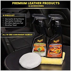 Meguiar's G55153 Leather Care Kit, Includes Gold Class Leather & Vinyl Cleaner, Gold Class Leather Conditioner, Microfiber Applicator Pad and Supreme Shine Microfiber Towel