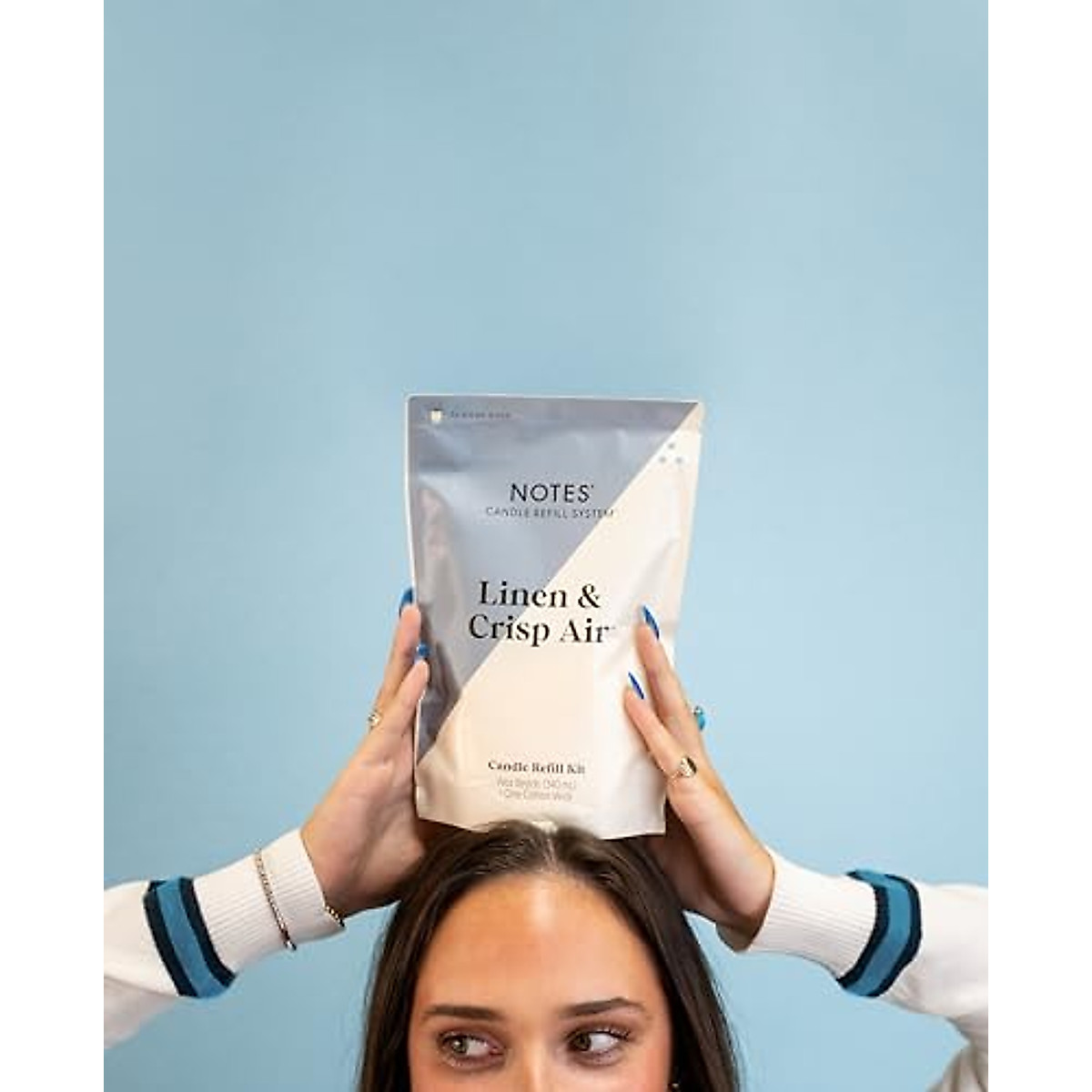 NOTES Sustainable Candle Starter Kit - Zesty Fresh Duo | Refillable & Reusable Candles | Fresh Scented Candles | 100% Natural Wax | Citrus & Fresh Basil and Linen & Crisp Air Candle Refills