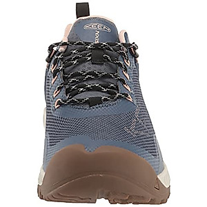 KEEN Women's-NXIS Evo Low Height Waterproof Fast Packing Hiking Shoes, Vintage Indigo/Peachy, 7.5