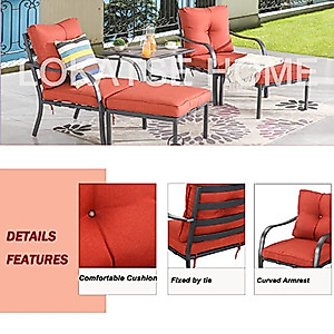 LOKATSE HOME 2 Piece Patio Dining Chairs Cushioned Furniture for Lawn Garden Balcony Poolside, Red