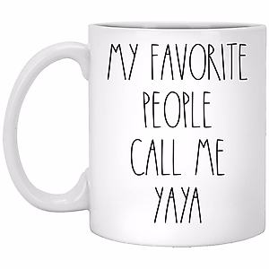 PTDShops Yaya - My Favorite People Call Me Yaya Coffee Mug, Yaya Rae Dunn Inspired, Rae Dunn Style, Birthday - Merry Christmas - Mother's Day, Yaya Coffee Cup 11oz, White
