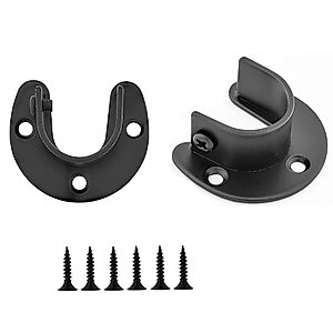 Brackets, U Shaped, 2 Packs Heavy Duty Metal Steel Closet Pole Socket Set 1-1/2", Black