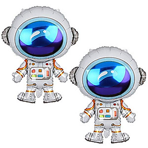 2 Pcs Astronauts Shaped Big Mylar Foil Balloon Universe Space Theme Birthday Party Decorations