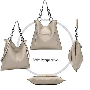 CHERISH KISS Hobo Bags for Women Leather Purses and Handbags Large Crossbody Shoulder Bags with Chain Strap(K5 Taupe)