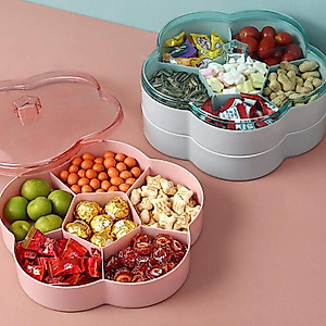 Cabilock New Year Candy Container Snack Sectional Dish Fruit Serving Tray Snack Tray Seperate Candy Plate Fruit Tray Flower Shaped Nut Container Snack Serving Platter Tray Appetizer Desktop