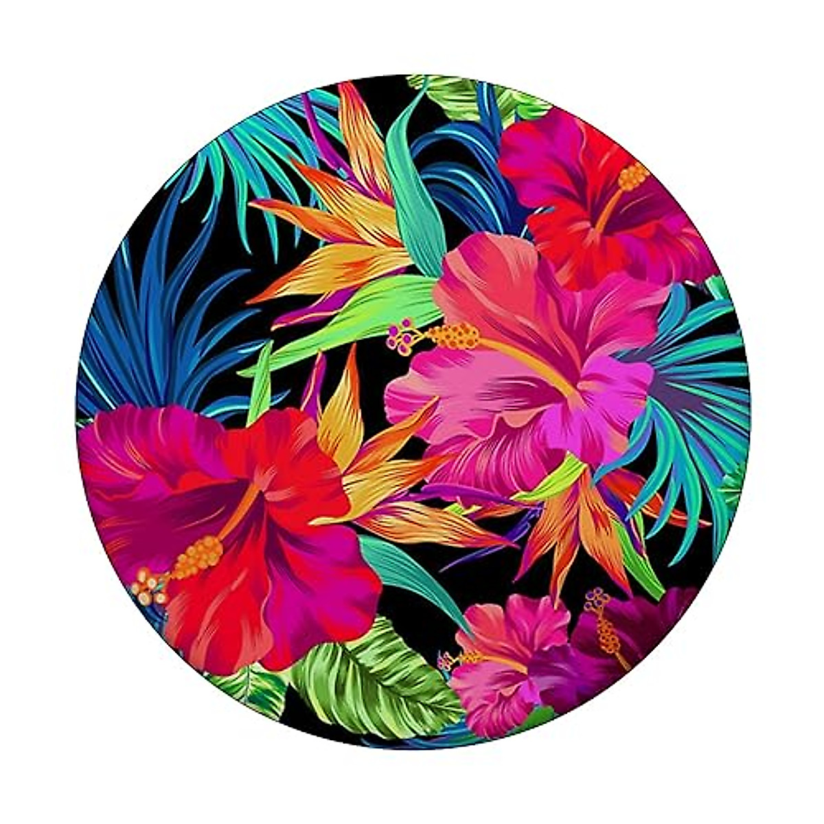 Cute Floral Hibiscus Flower Hawaii Jungle Exotic Tropical PopSockets PopGrip: Swappable Grip for Phones & Tablets PopSockets Standard PopGrip