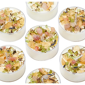 Positive Energy Candle by New Moon Beginnings Herb & Crystal Candles - Energy clearing - All Natural Essential Oil & Soy Candle - Lavender Eucalyptus Rosemary (Positive Energy, 6 Pack Tealights)