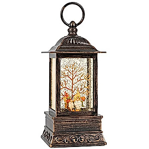 Gnome Snow Globe Fall Decorations for Home, Thanksgiving Glittering Lighted Lantern Autumn Decor