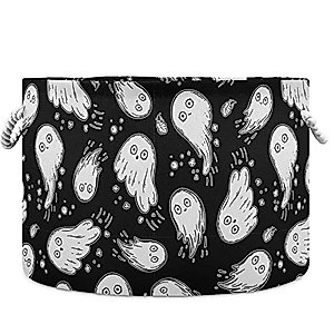 visesunny Collapsible Large Capacity Basket Ghost Cartoon Character Clothes Toy Storage Hamper with Durable Cotton Handles Home Organizer Solution for Bathroom, Bedroom, Nursery, Laundry,Closet